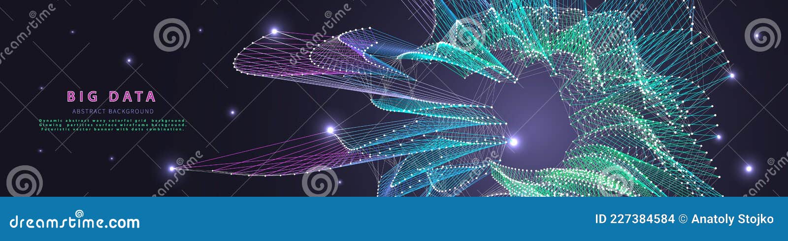 Abstract Technology Background with Polygonal Chaotic Grid Color on Dark . Analytics Algorithms ...