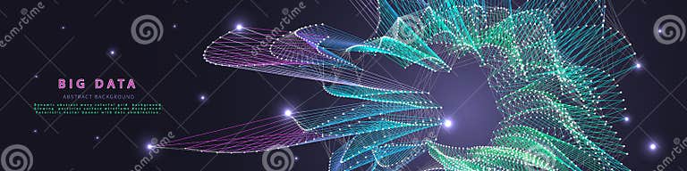 Abstract Technology Background with Polygonal Chaotic Grid Color on Dark . Analytics Algorithms ...