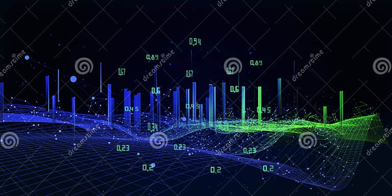 Abstract Technology Background with Polygonal Technology Grid and Blurred Lines on Dark ...