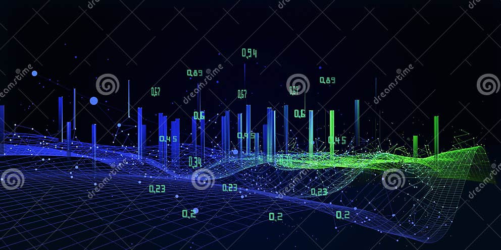 Abstract Technology Background with Polygonal Technology Grid and Blurred Lines on Dark ...