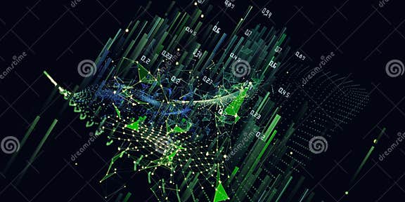 Abstract Technology Background with Polygonal Grid Data and Blurred Lines. Analytics Algorithms ...