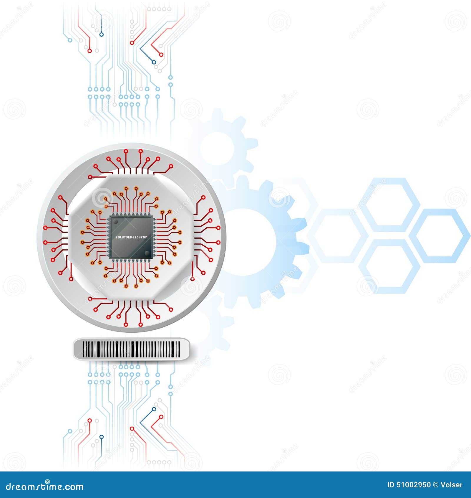 Abstract Technology Background;Processor Chip Attached To White Device ...
