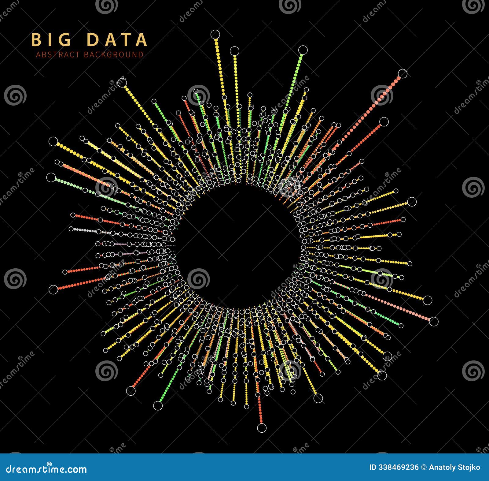 Abstract Technology Background. Radial Graph Connected Lines from Dots ...