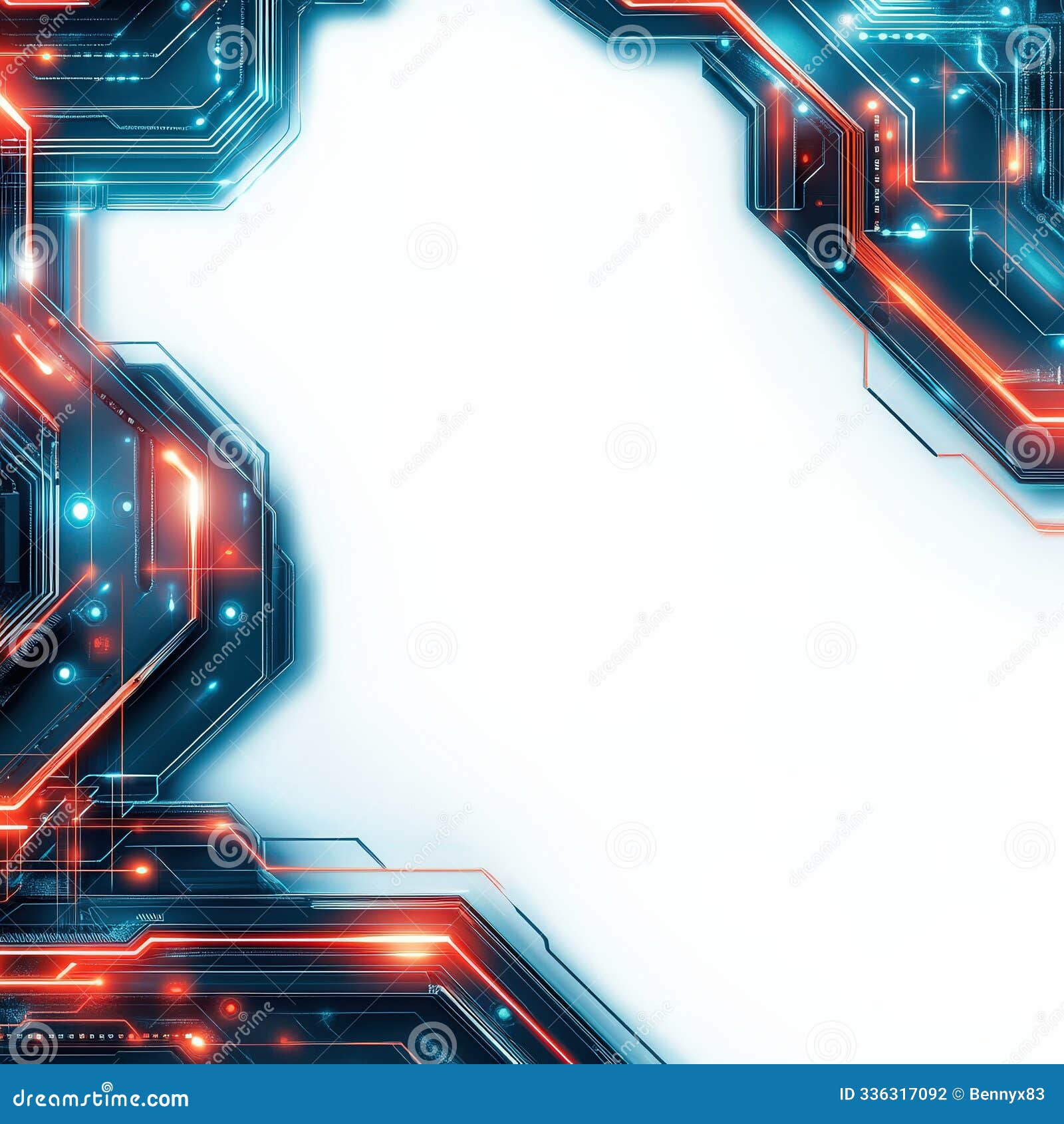Abstract Technology Background with Red and Blue Circuits Stock ...