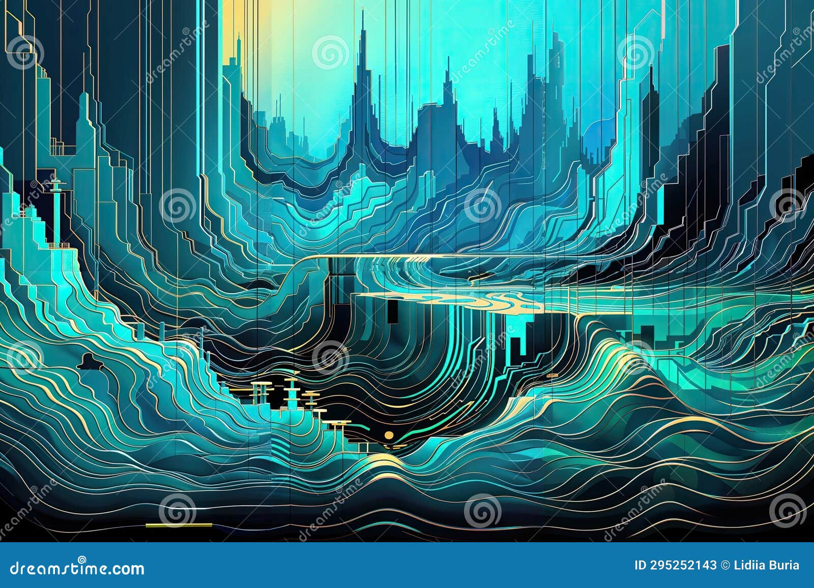 Abstract Technology Background. Futuristic Cityscape. Vector ...