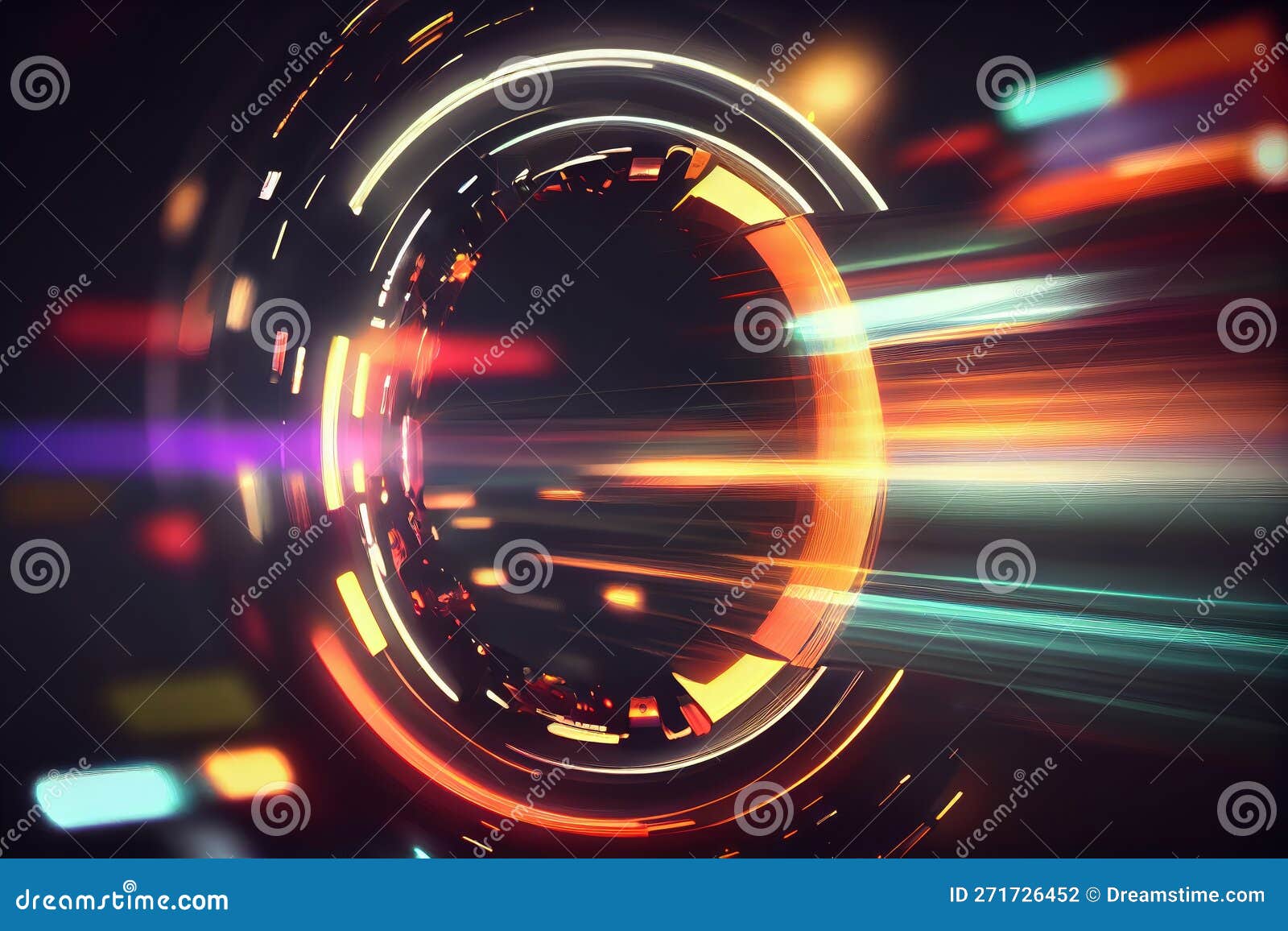 Abstract Technology Background. Space Hyperjump, Elegant Glowing Circle ...