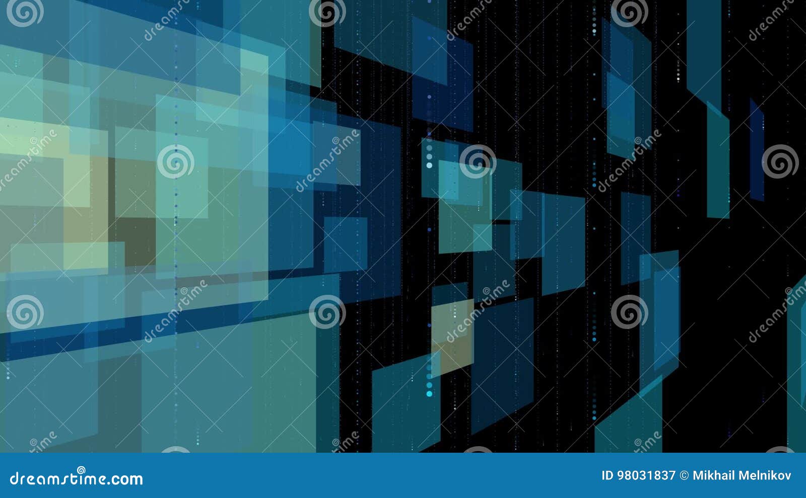 Abstract Technology Background - Square Panels and Circles Flying on ...