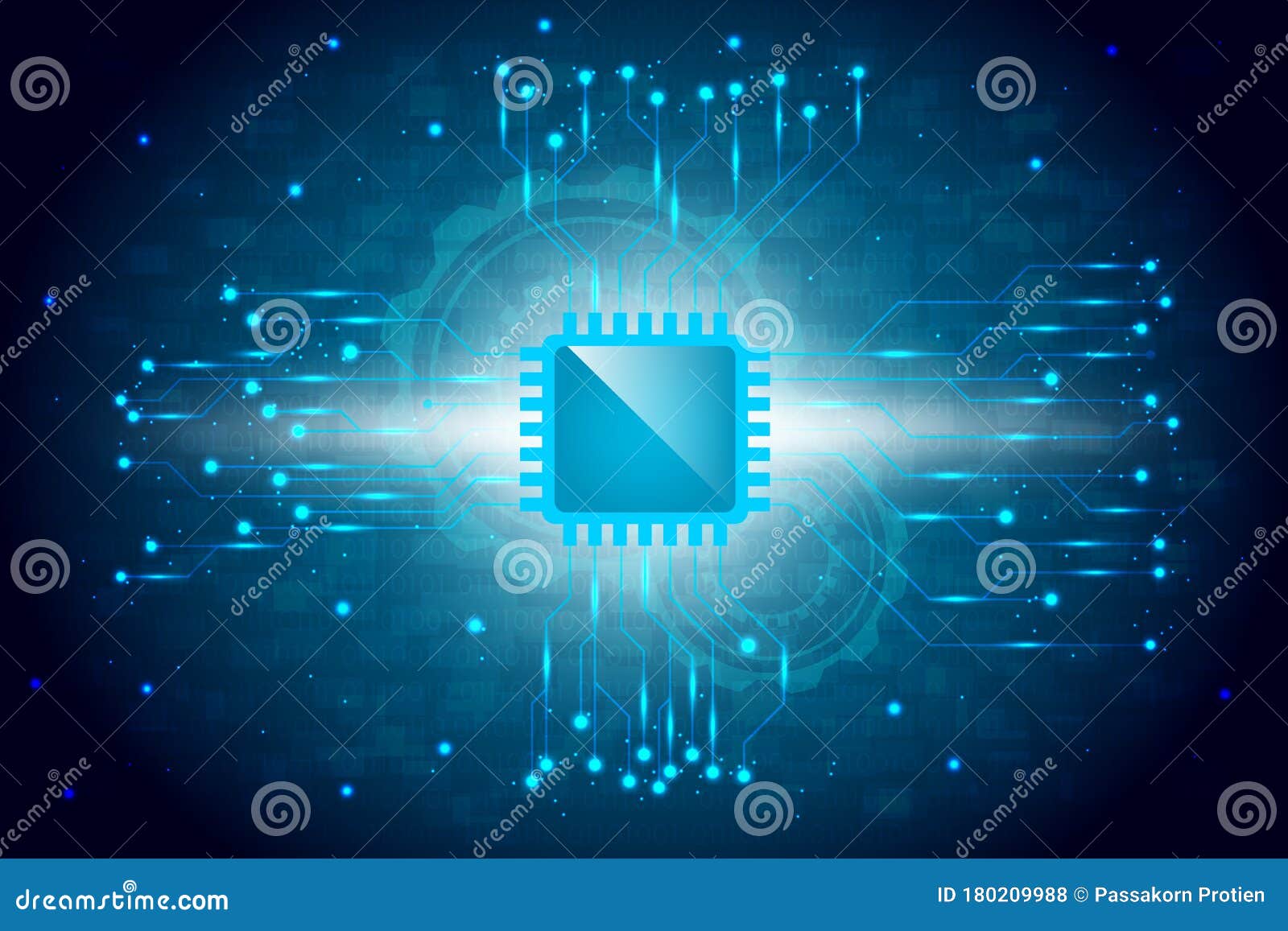 Abstract Technology Background Vector with Glowing Computer Chip. Stock Vector - Illustration of ...