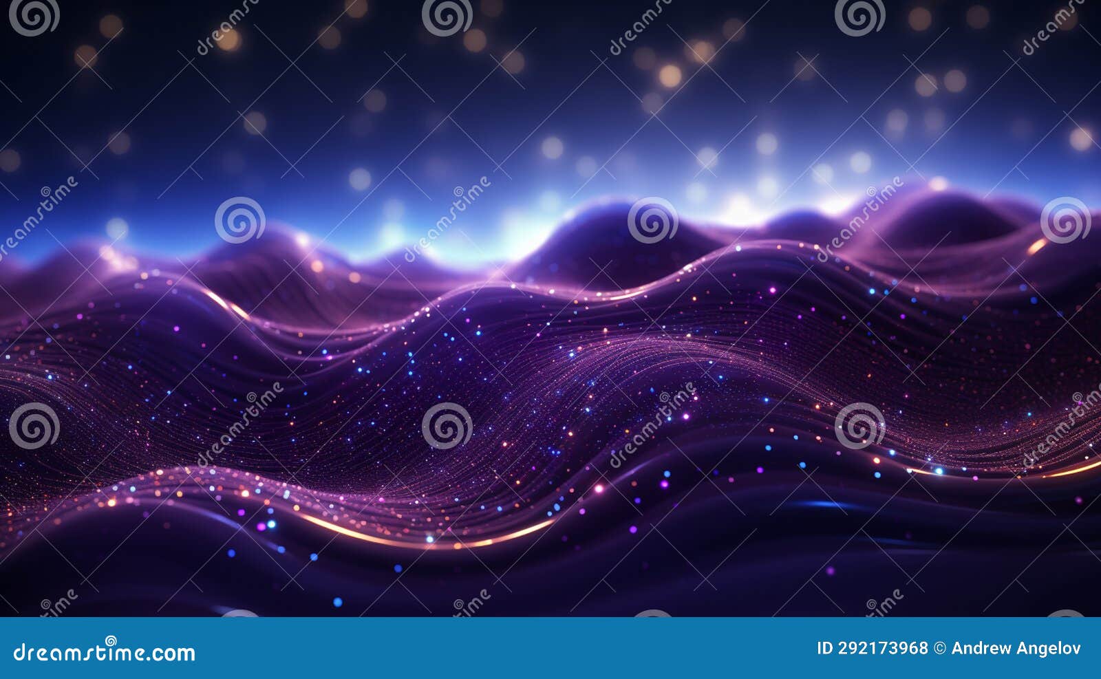 Abstract Technology Background, Violet and Blue Colors, Dot Wave ...