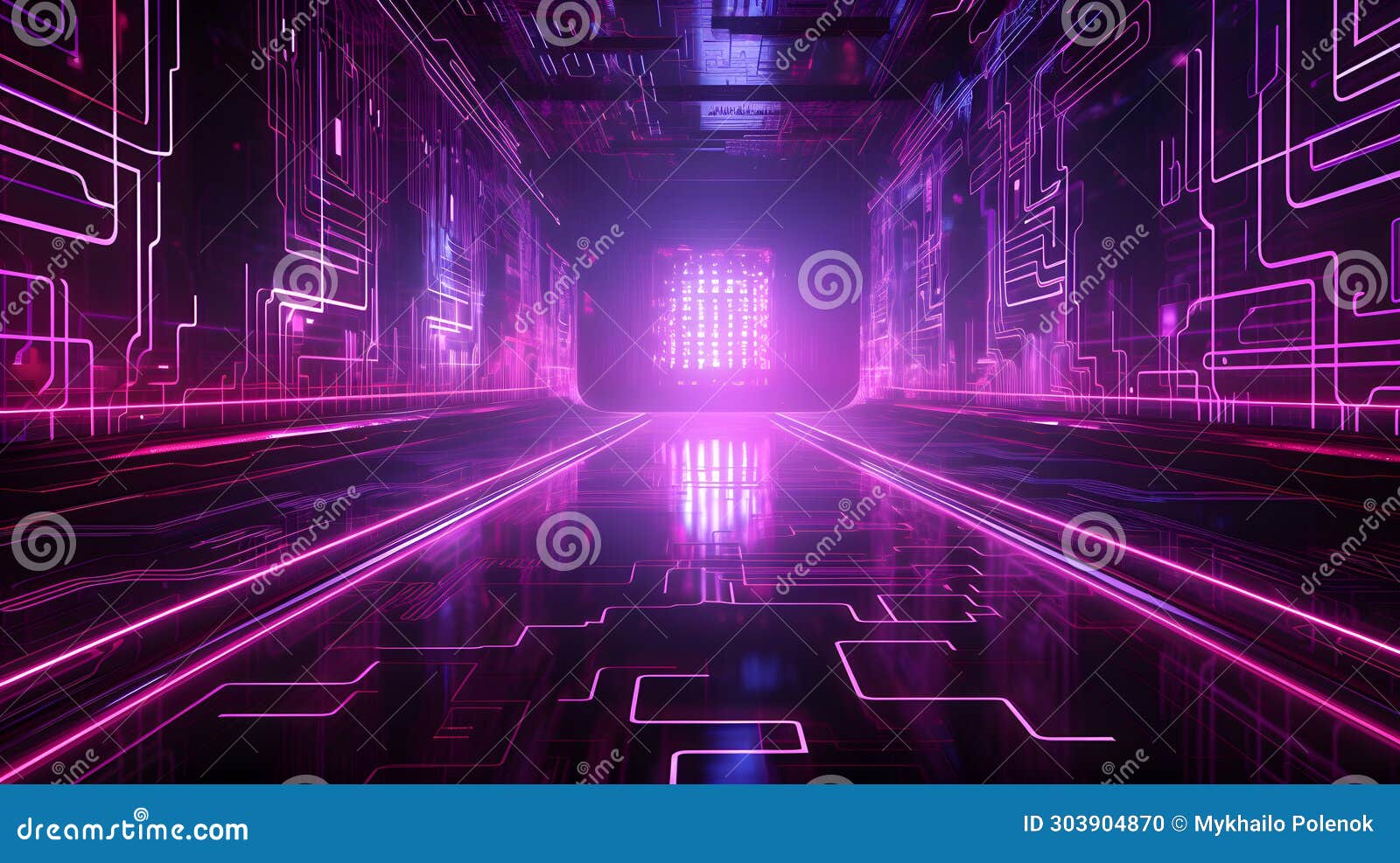 Abstract Technology Background with Wavy Color Grid. Analytics Data Algorithms. Computing ...