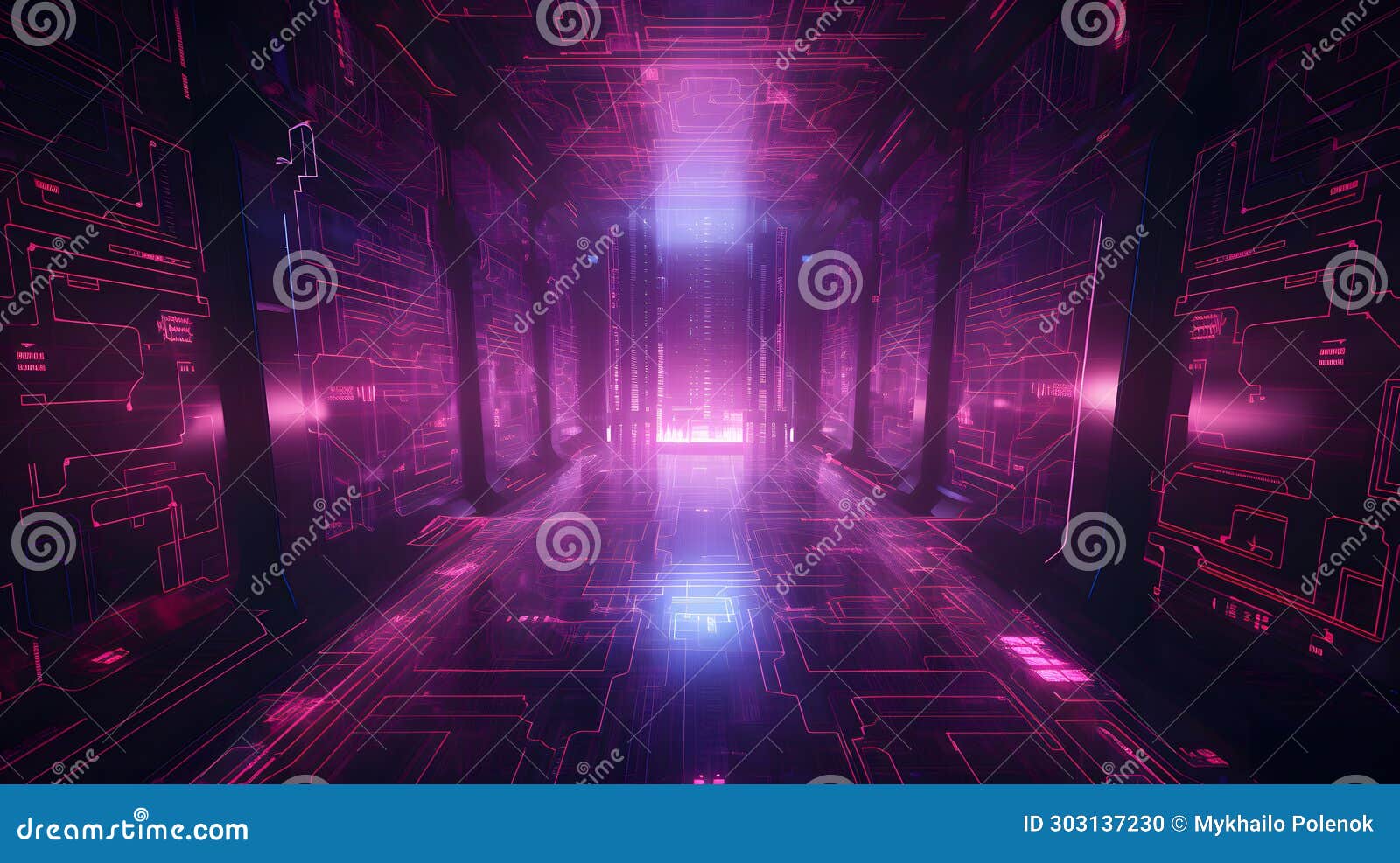 Abstract Technology Background with Wavy Color Grid. Analytics Data Algorithms. Computing ...