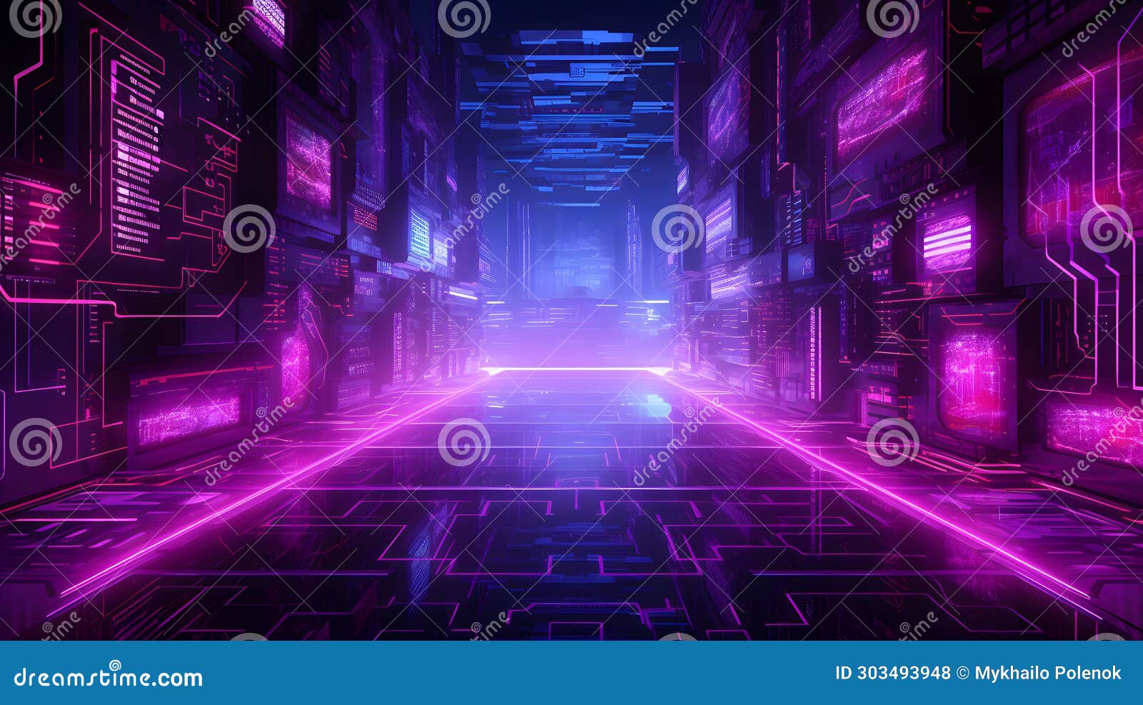 Abstract Technology Background with Wavy Color Grid. Analytics Data Algorithms. Computing ...