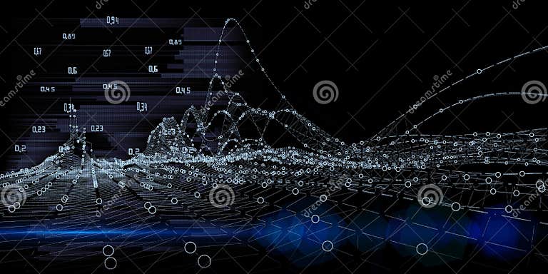 Abstract Technology Background with Wireframe from Dotted and Data. Visual Presentation of ...