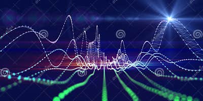Abstract Technology Background with Wireframe Graph from Dotted and Spot. Visual Presentation of ...