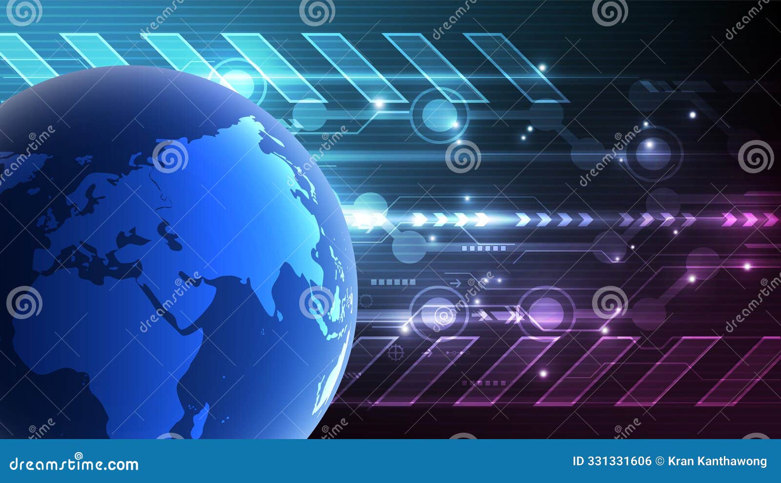 Abstract Technology Background with World Map. Vector Illustration. Eps 10 Stock Illustration ...