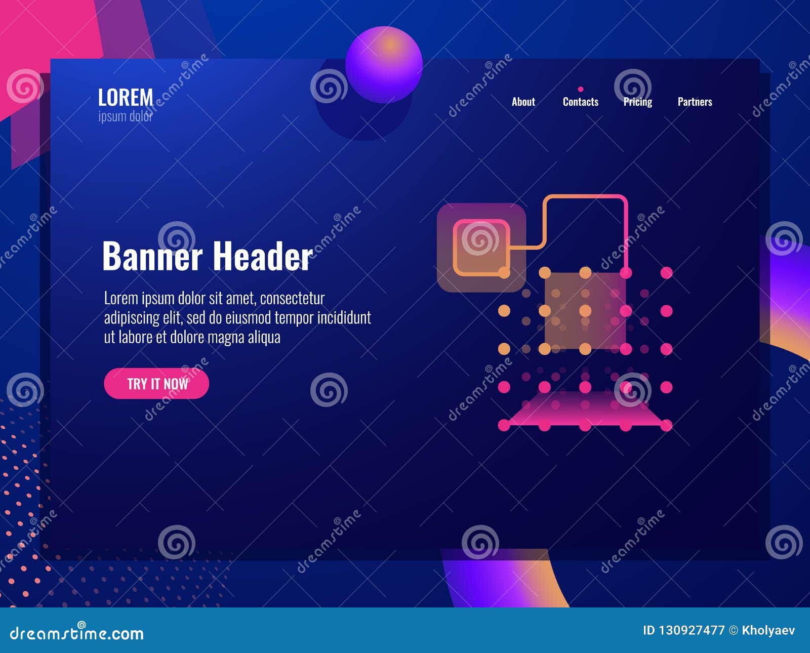 Abstract Technology Banner, Data Transaction Icon, Concept of ...