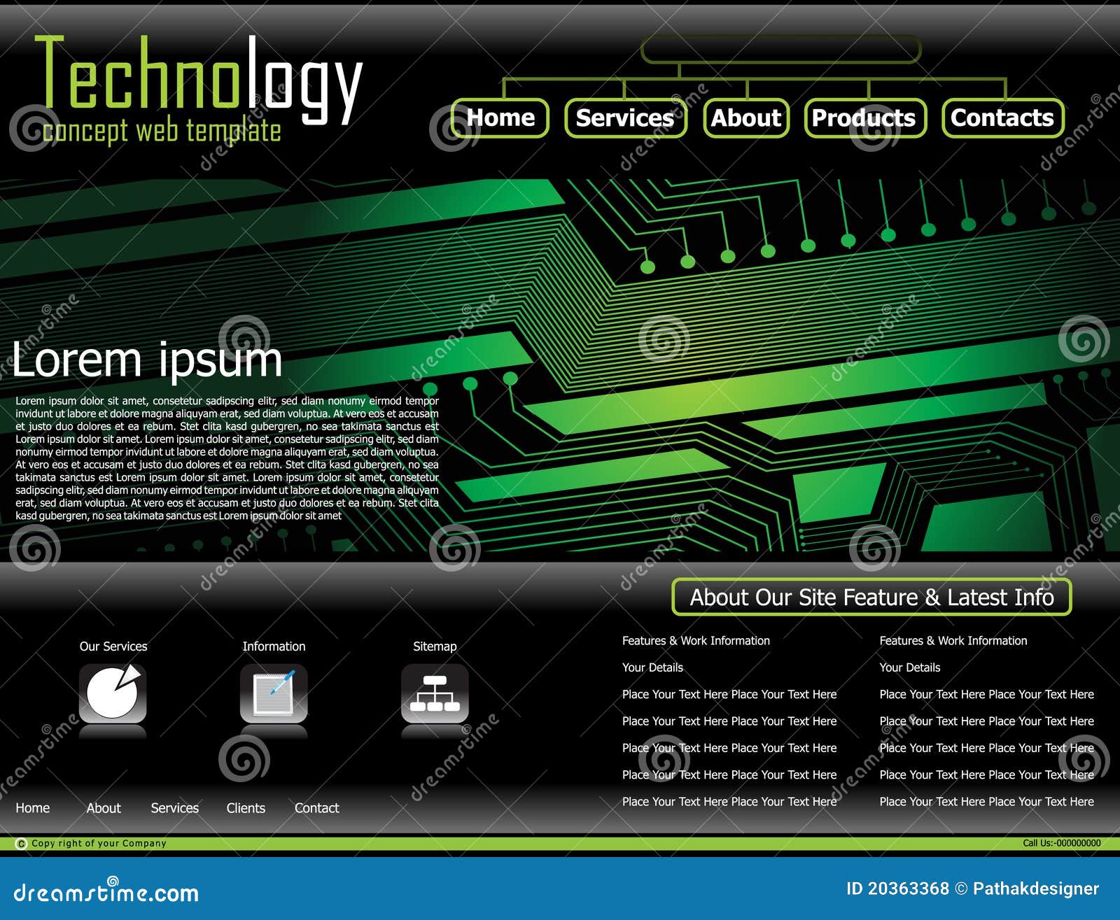 Abstract Technology Based Web Template Stock Vector - Illustration of ...