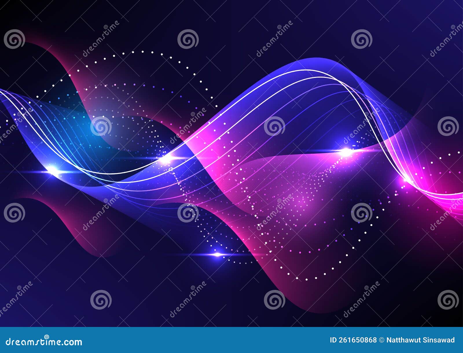 Illustration Abstract Glowing, Neon Light Effect, Wave Line, Wavy ...
