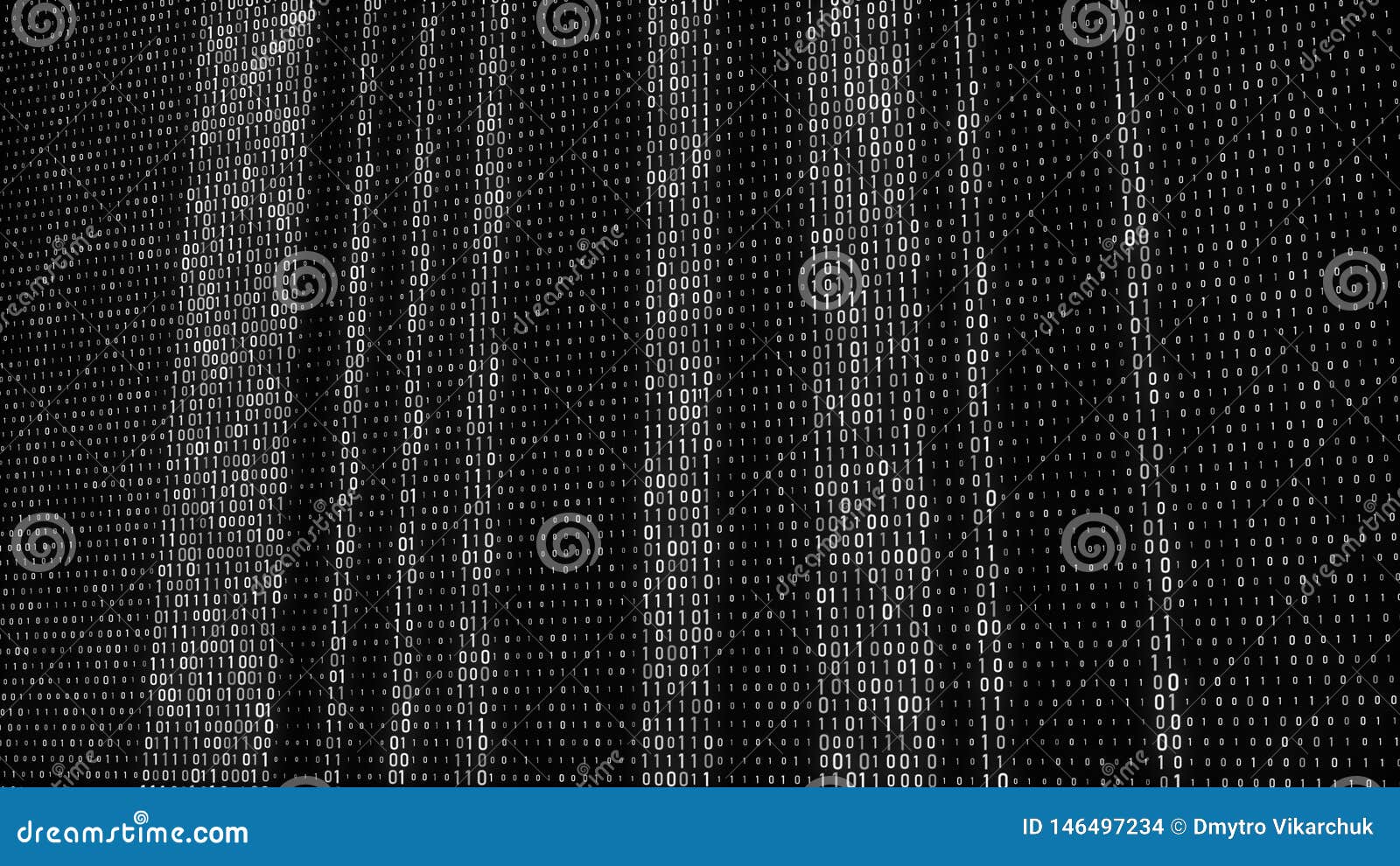 Abstract Technology Binary Code Background. Computer Code. Digital Flow. Big Data and ...