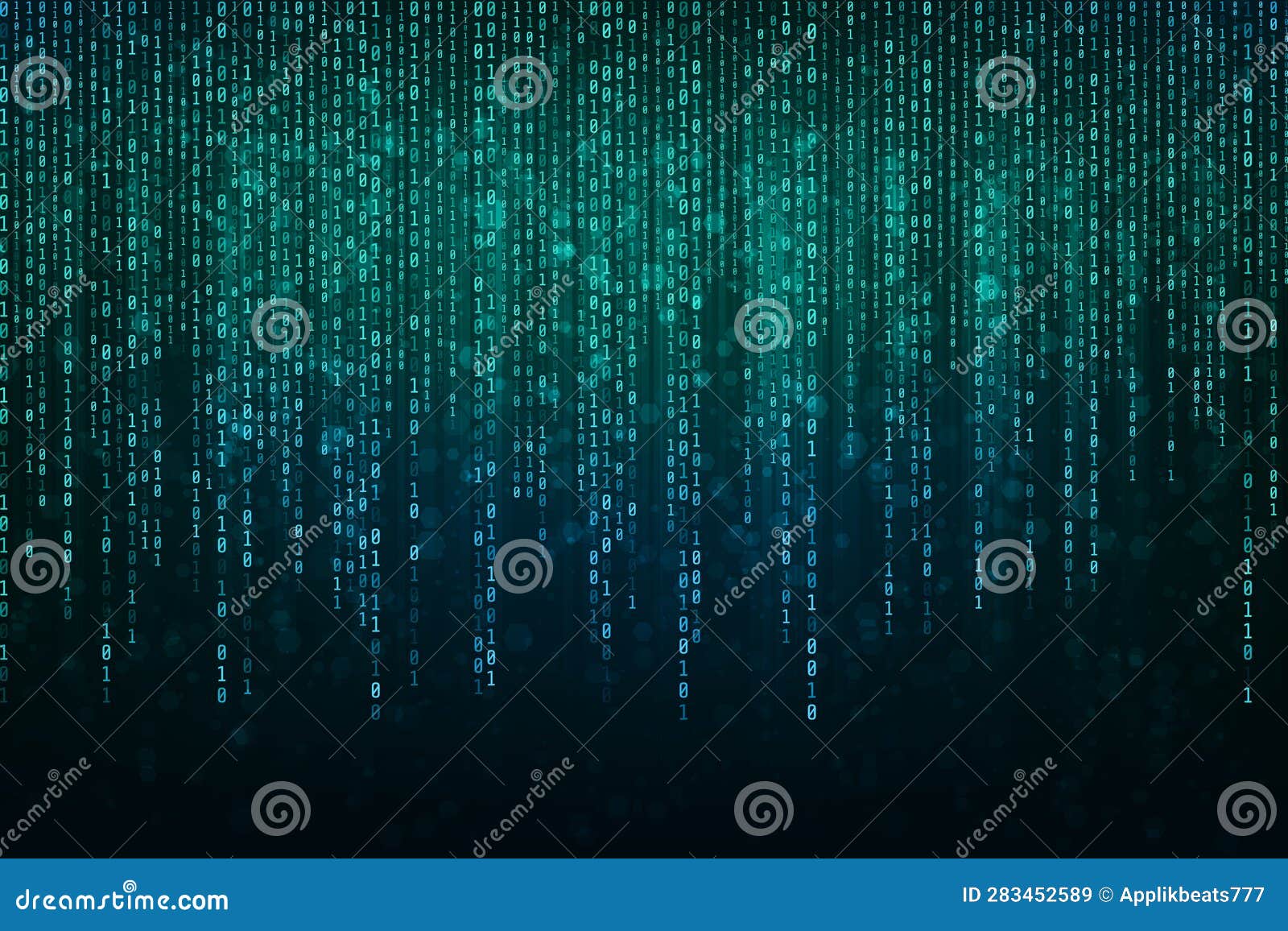 Abstract Technology Binary Code Background With Binary Data Fall From The Top Of The Screen