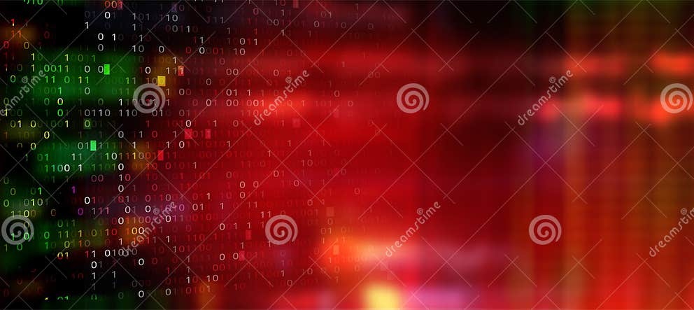 Abstract Technology Binary Code Dark Red Background. Cyber Attack ...