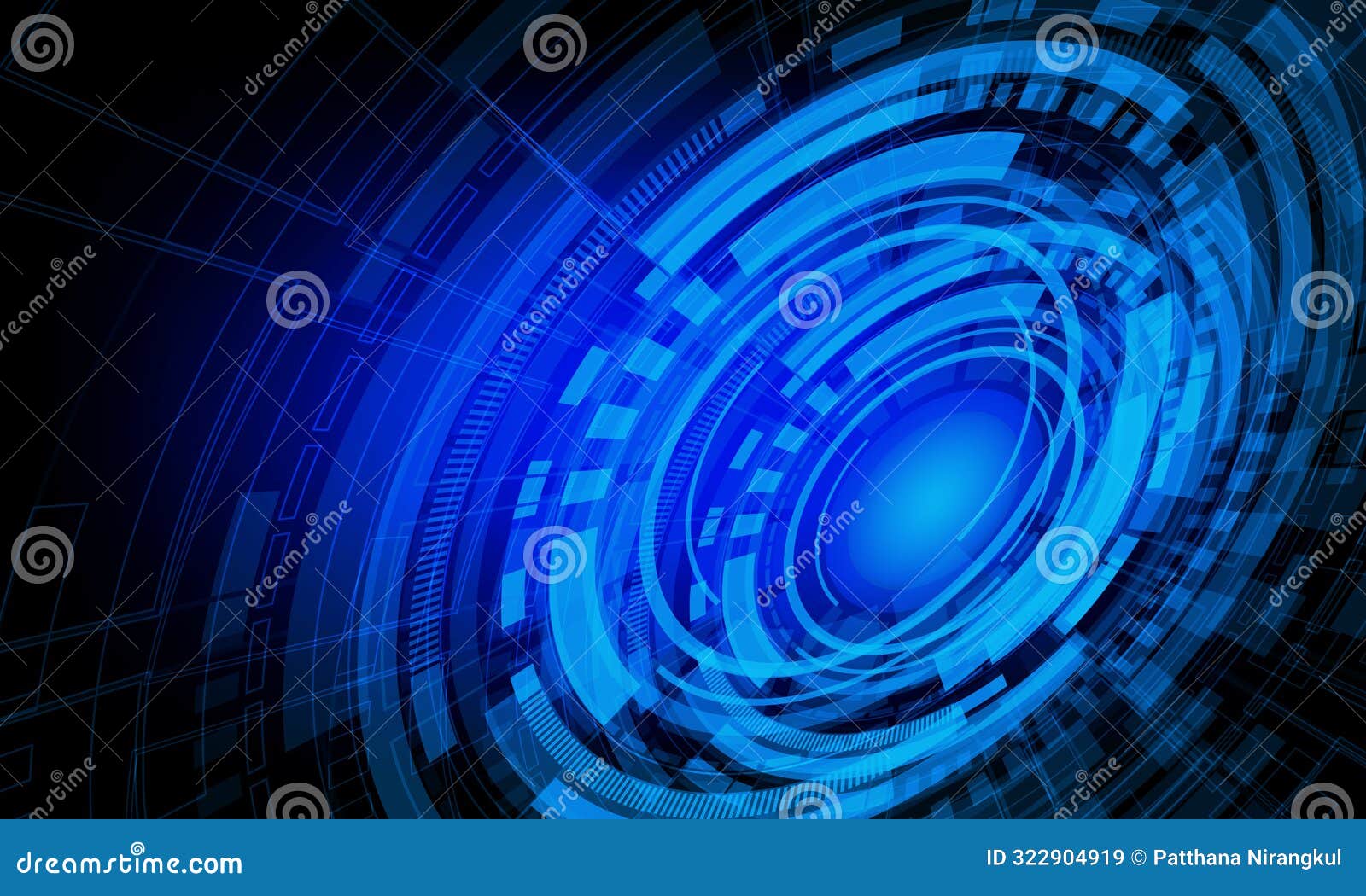 Abstract Technology Blue Circular System Cyber Futuristic Design Modern ...