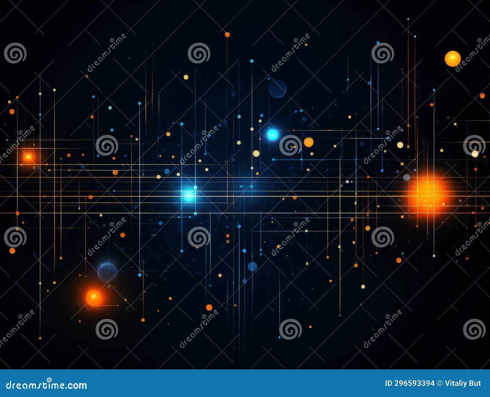 Abstract Sci-fi Blue and Orange Background, Concept of Digital Future ...