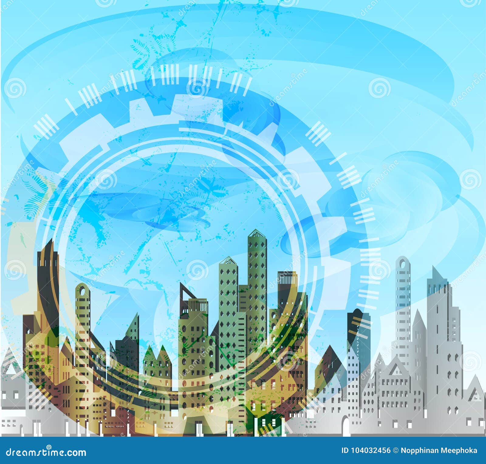 Abstract Technology and Building Creative Design Concept on Blue ...