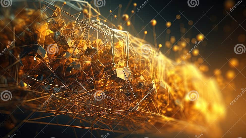 Abstract Technology Burst with Glowing Wires and Particles in Motion ...