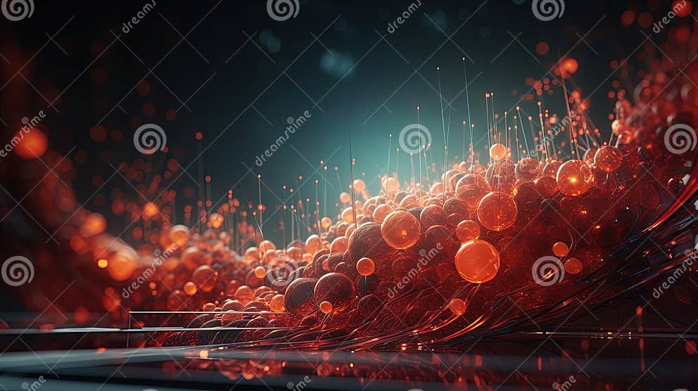 Abstract Technology Burst with Glowing Wires and Particles in Motion ...