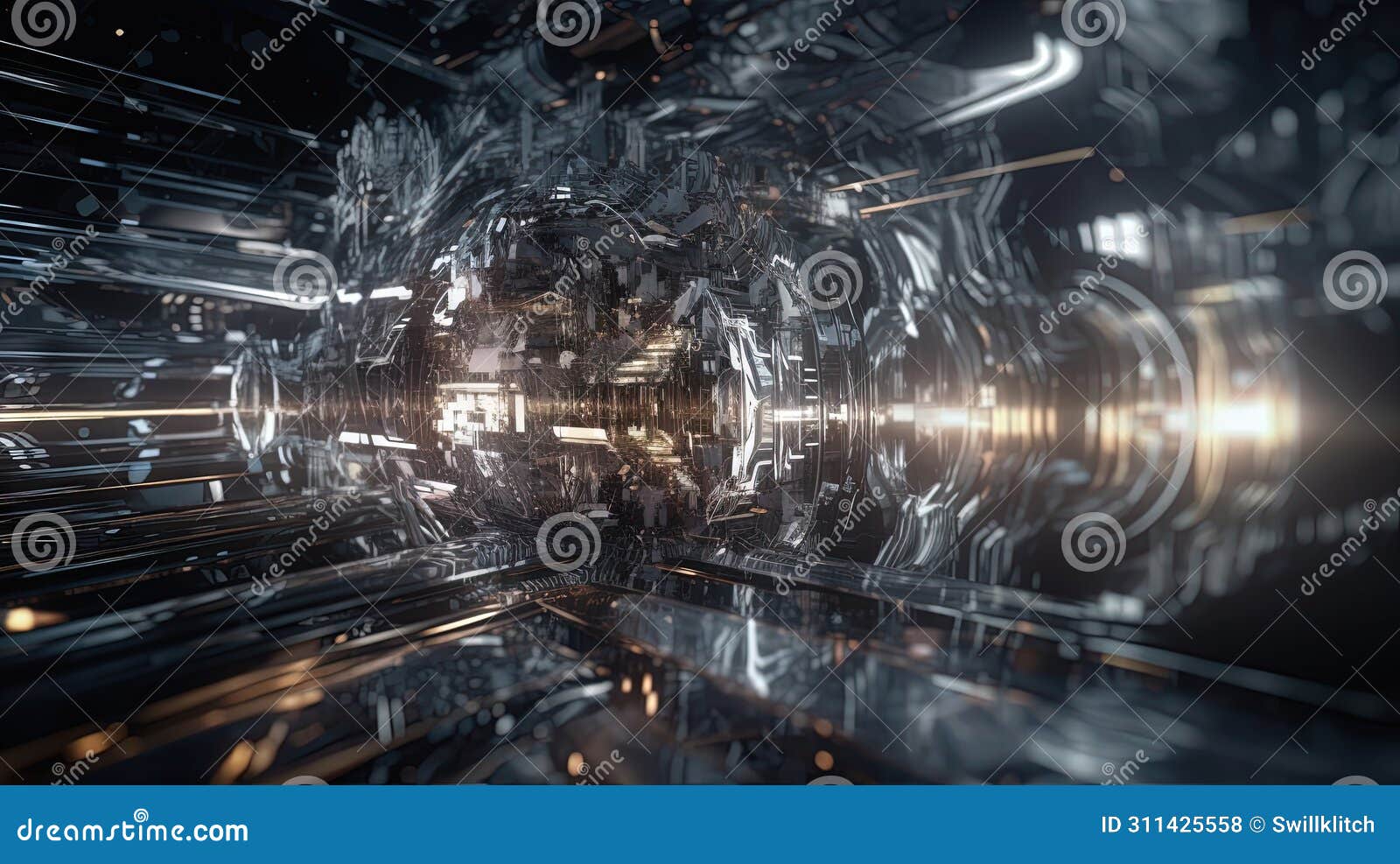 Abstract Technology Burst with Glowing Wires and Particles in Motion ...