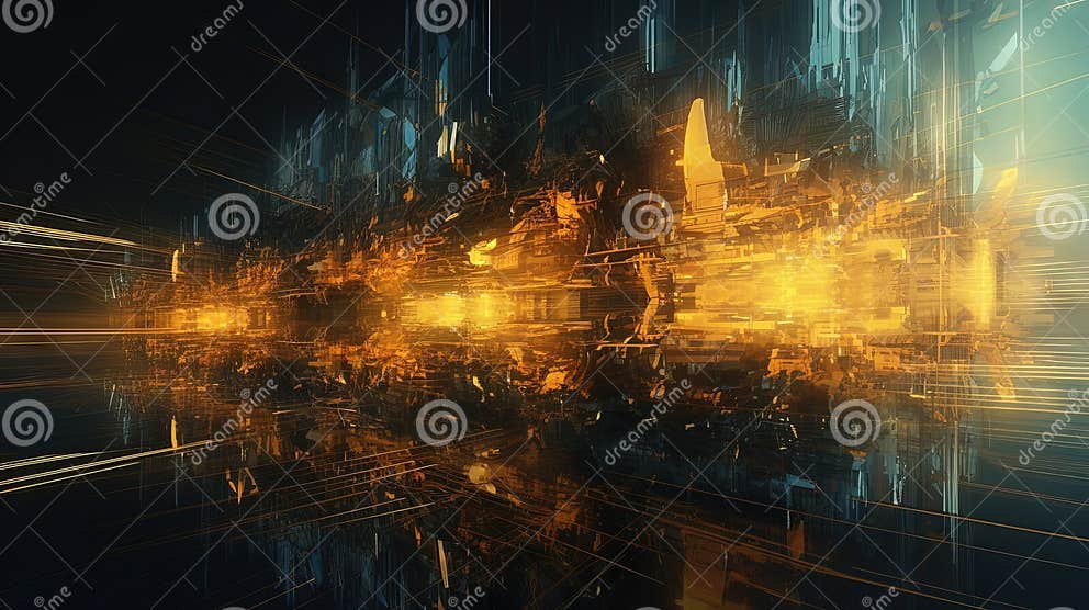 Abstract Technology Burst with Glowing Wires and Particles in Motion ...