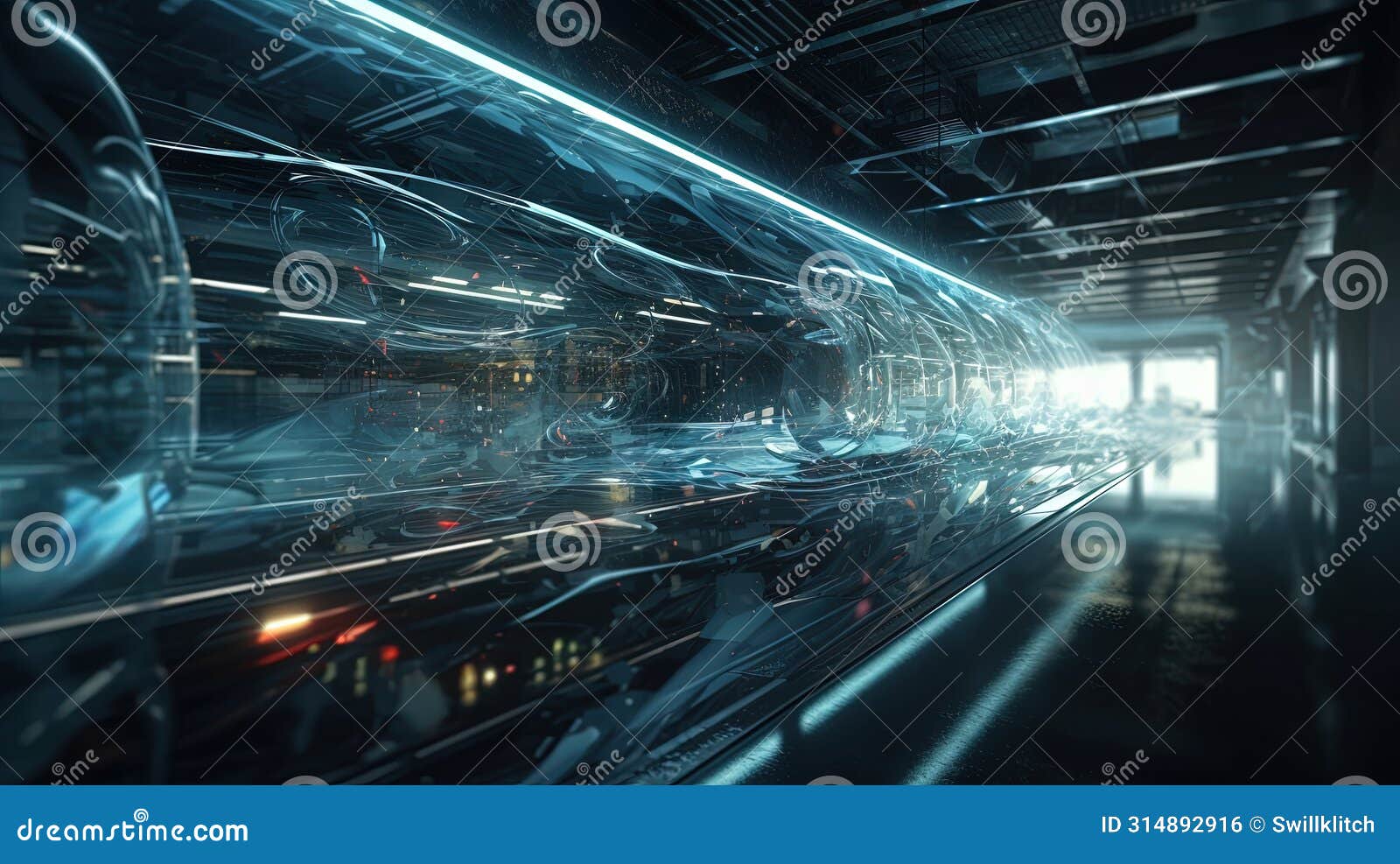 Abstract Technology Burst with Glowing Wires and Particles in Motion ...