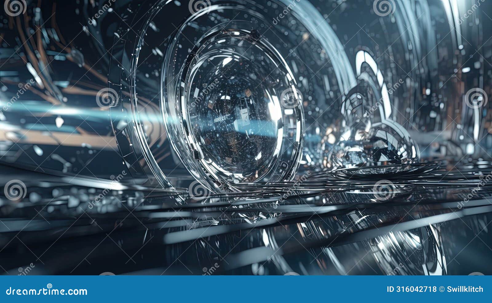 Abstract Technology Burst with Glowing Wires and Particles in Motion ...