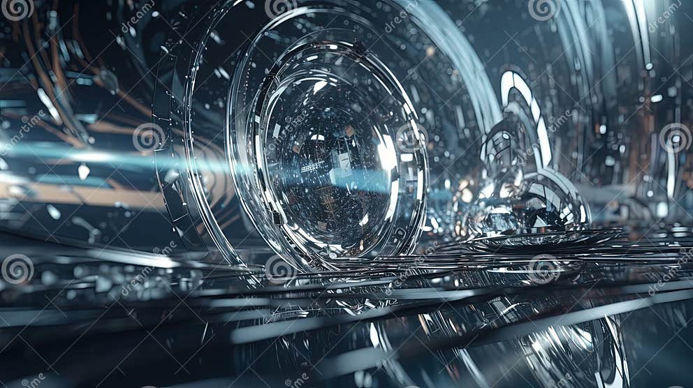 Abstract Technology Burst with Glowing Wires and Particles in Motion ...