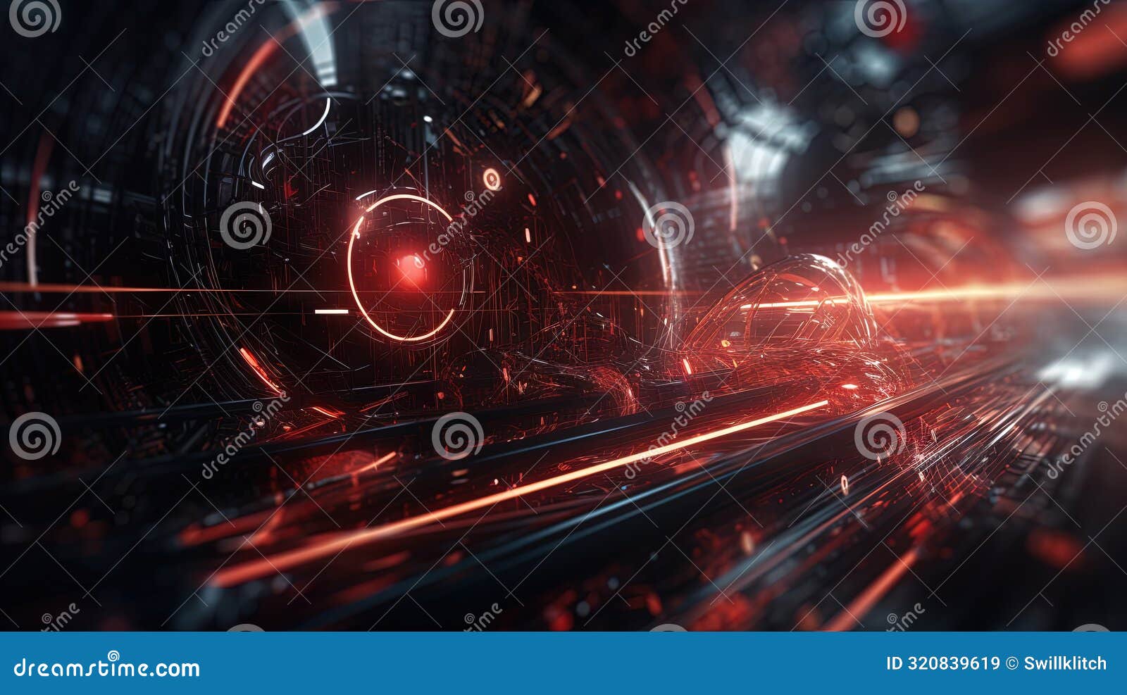 Abstract Technology Burst with Glowing Wires and Particles in Motion ...