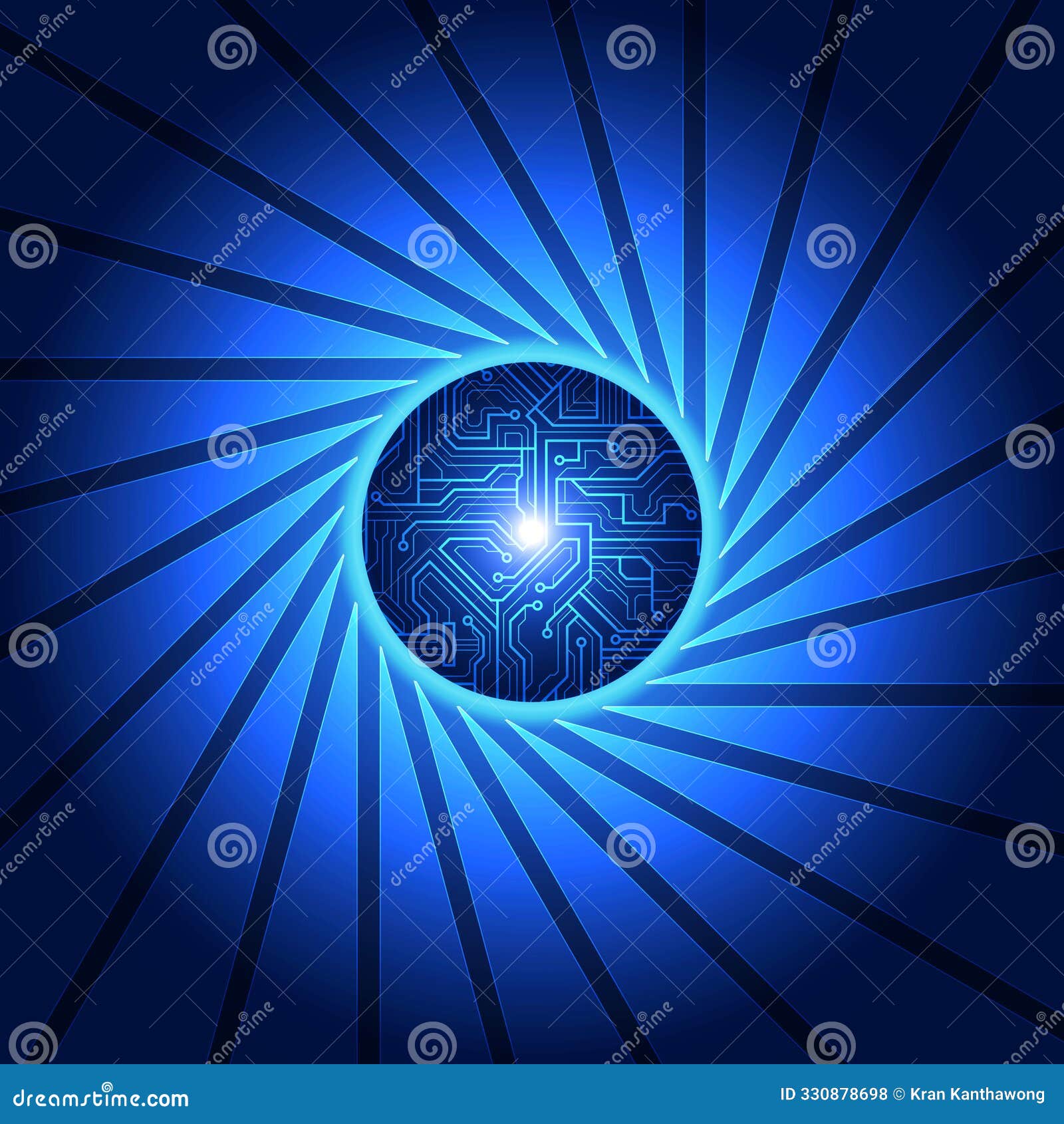 Abstract Technology Chip Processor Background Circuit Board And Code Illustration Blue