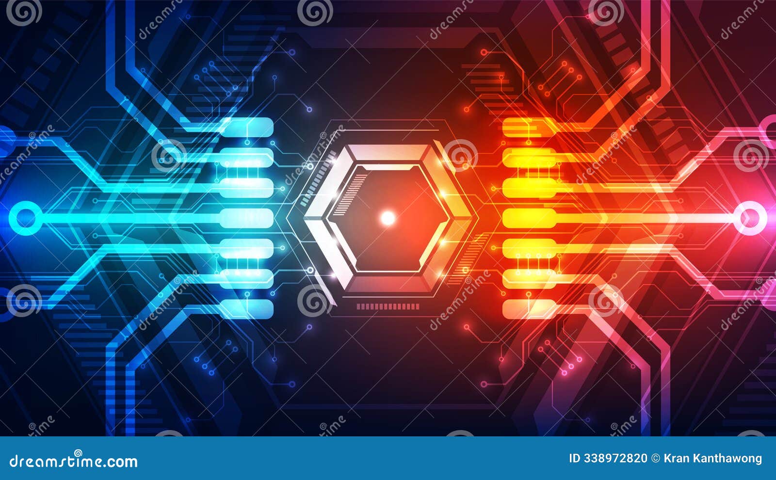 Abstract Technology Chip Processor Background Circuit Board And Code Illustration Blue