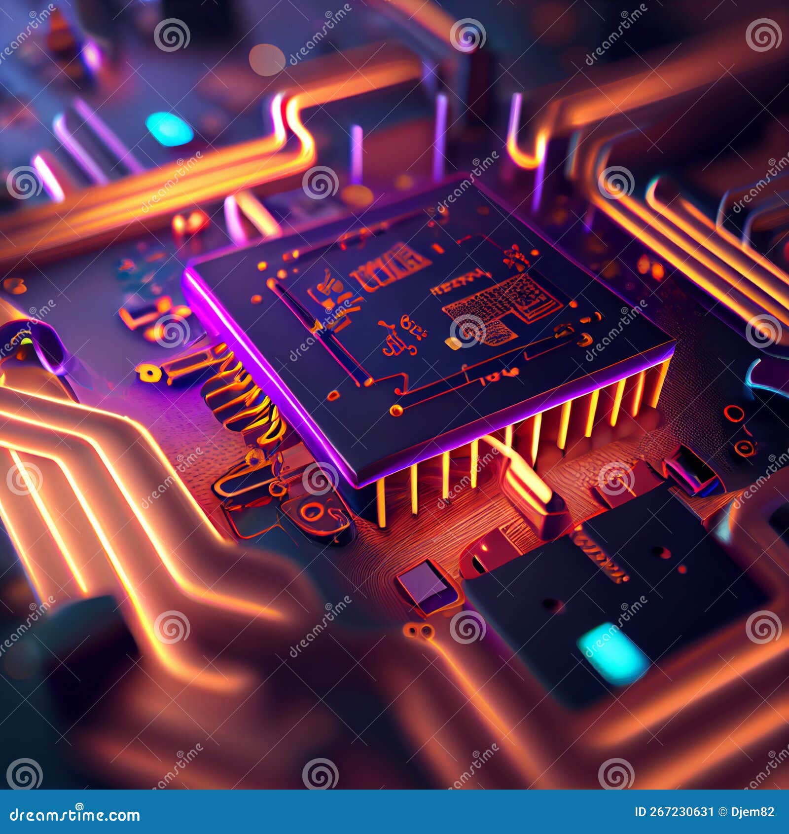 Abstract Technology Chip Processor Created with Generative Ai Stock ...