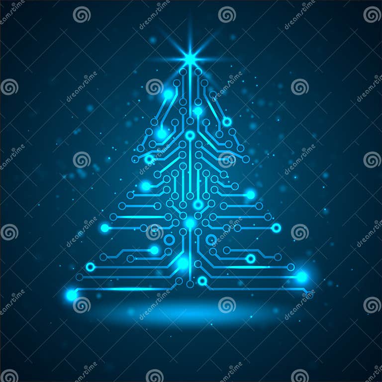 Abstract Technology Christmas Tree. Stock Vector - Illustration of chip ...