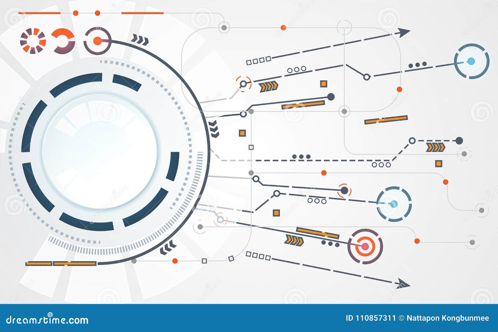 Abstract Technology Circle Circuit Digital Link Connection On Hi Stock