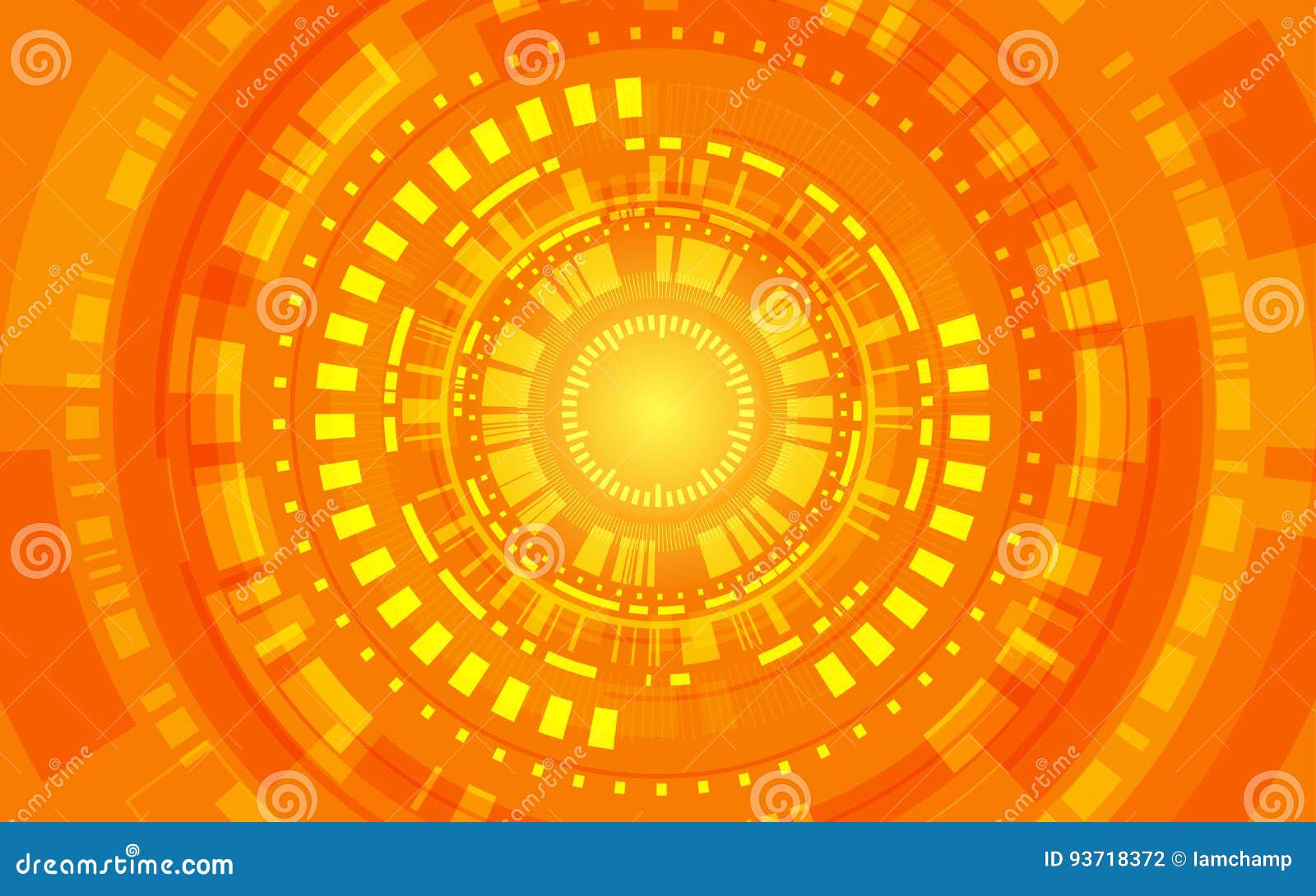 Abstract Technology Circles and Lines on Orange Color Background Stock ...