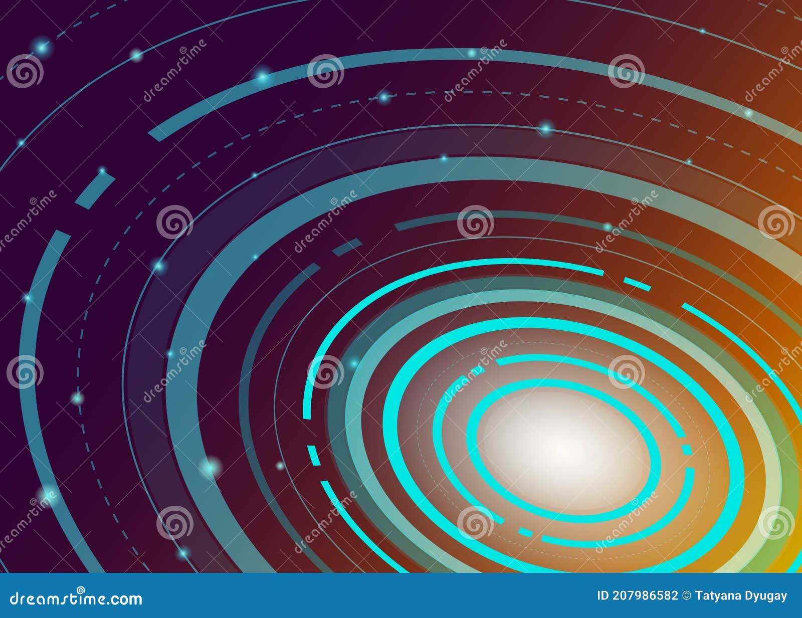 Abstract Technology Circles Space Gradient Background Vector Stock ...