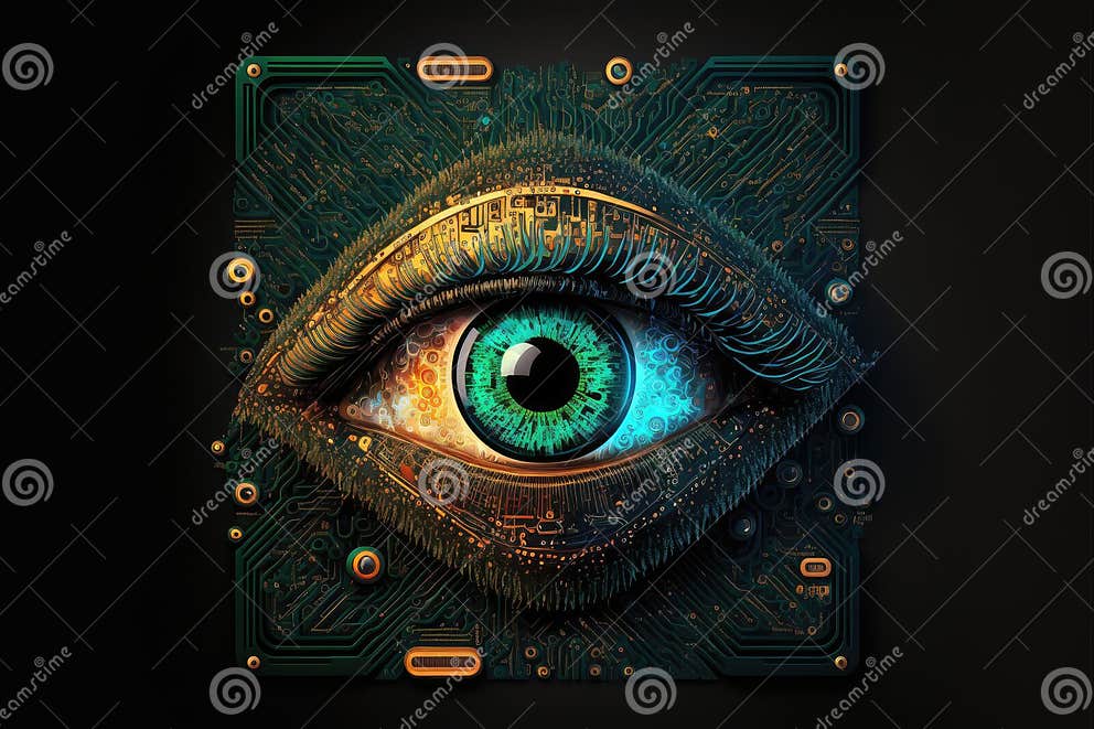 Abstract Technology Computer Art in Eyesight from Circuit Board Ship ...