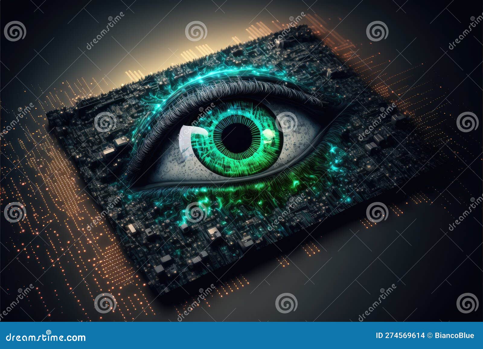 Abstract Technology Computer Art in Eyesight from Circuit Board Ship ...