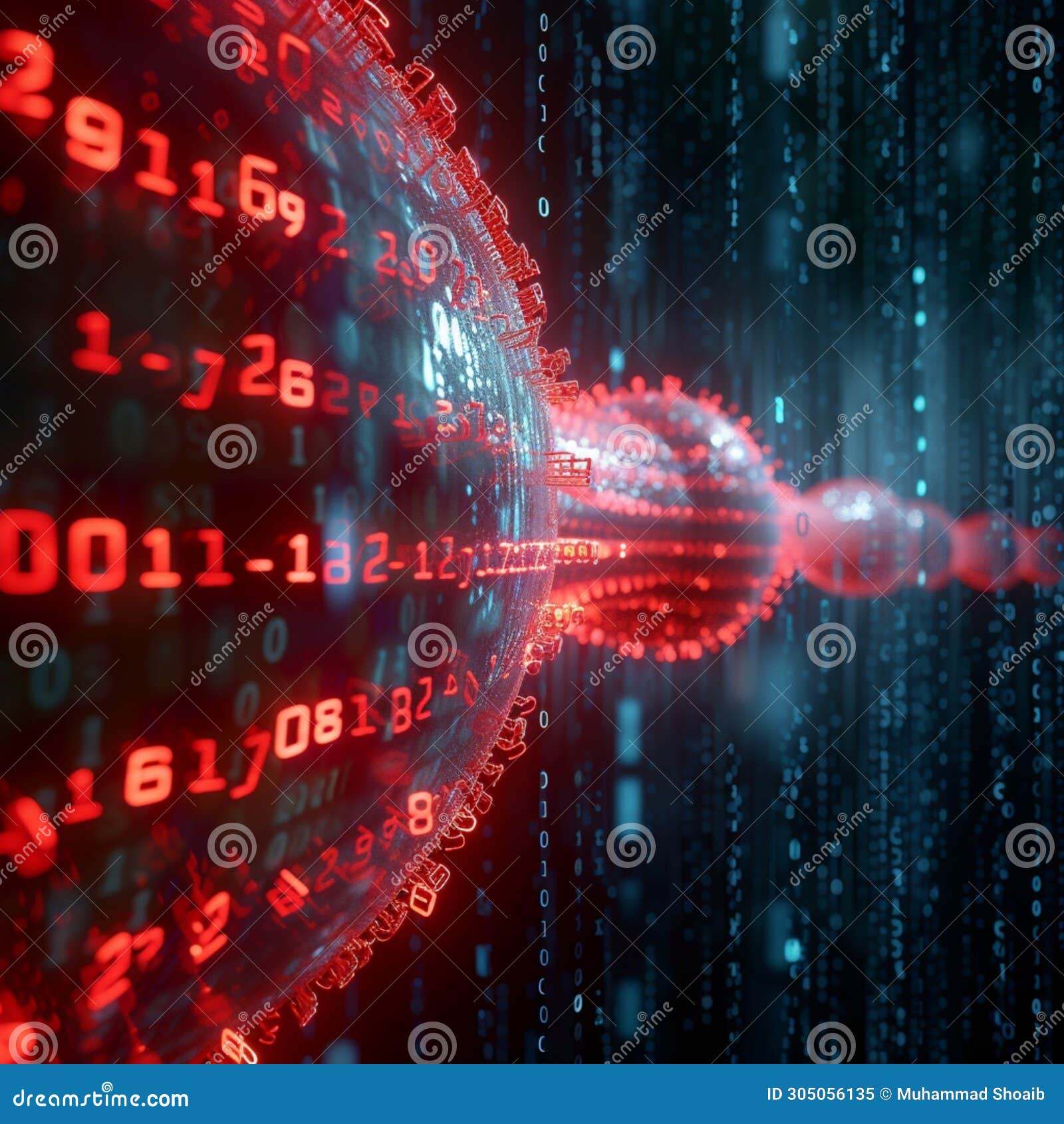 Abstract Technology Computer Virus Encryption with Digital Binary Data ...