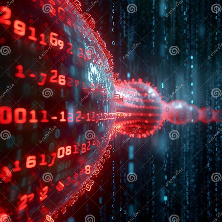 Abstract Technology Computer Virus Encryption with Digital Binary Data Stock Illustration ...