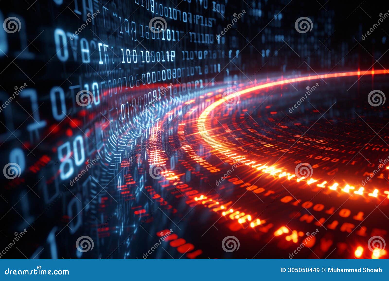Abstract Technology Computer Virus Encryption with Digital Binary Data Stock Illustration ...