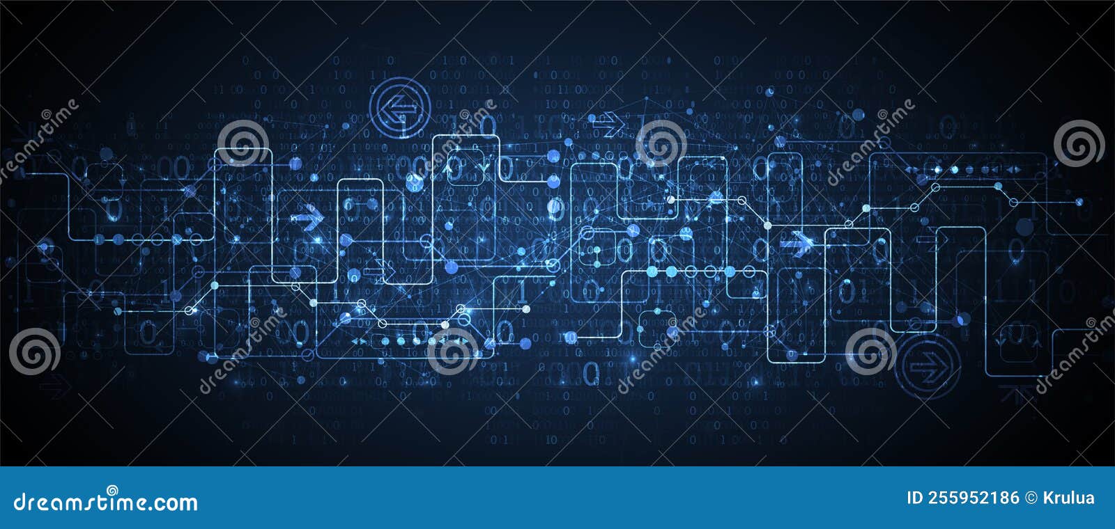 Abstract Technology Concept With Binary Code Circuit Board High Computer Color Background