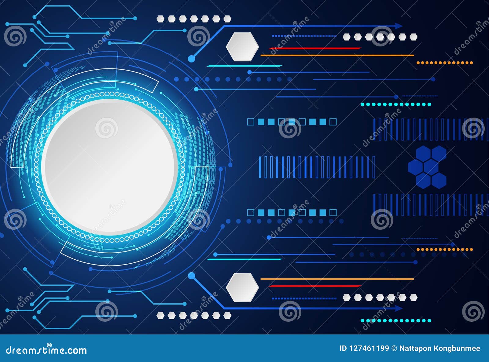 Abstract Technology Concept Circle White Gray Digital on Hi Tech Stock ...